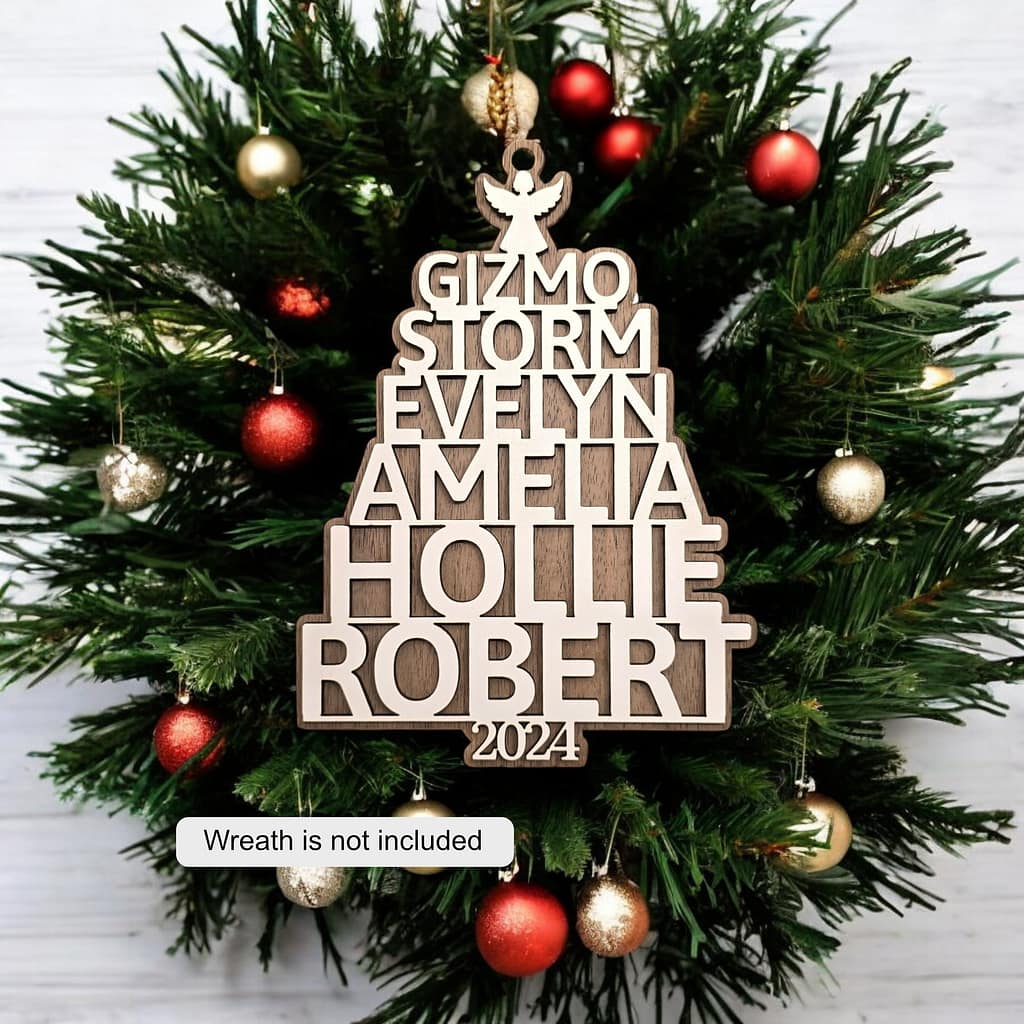 Family Names Christmas Tree Ornament - Bespoke Engravers