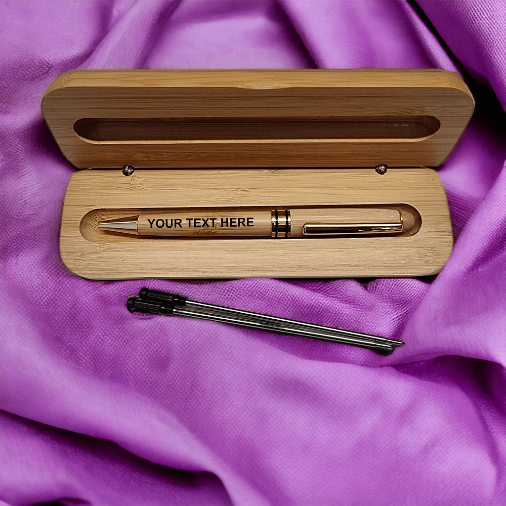 Personalised Bamboo Pen & Case - Bespoke Engravers