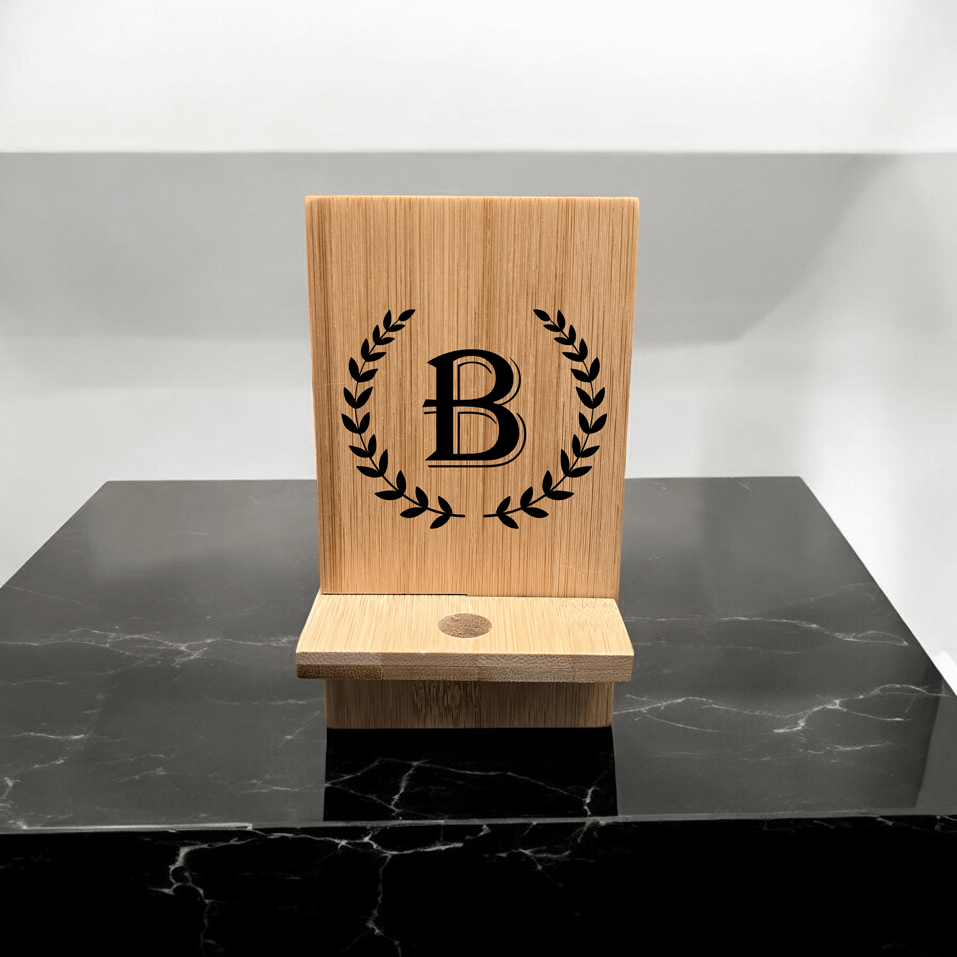 Personalised Bamboo Phone Holder - Bespoke Engravers